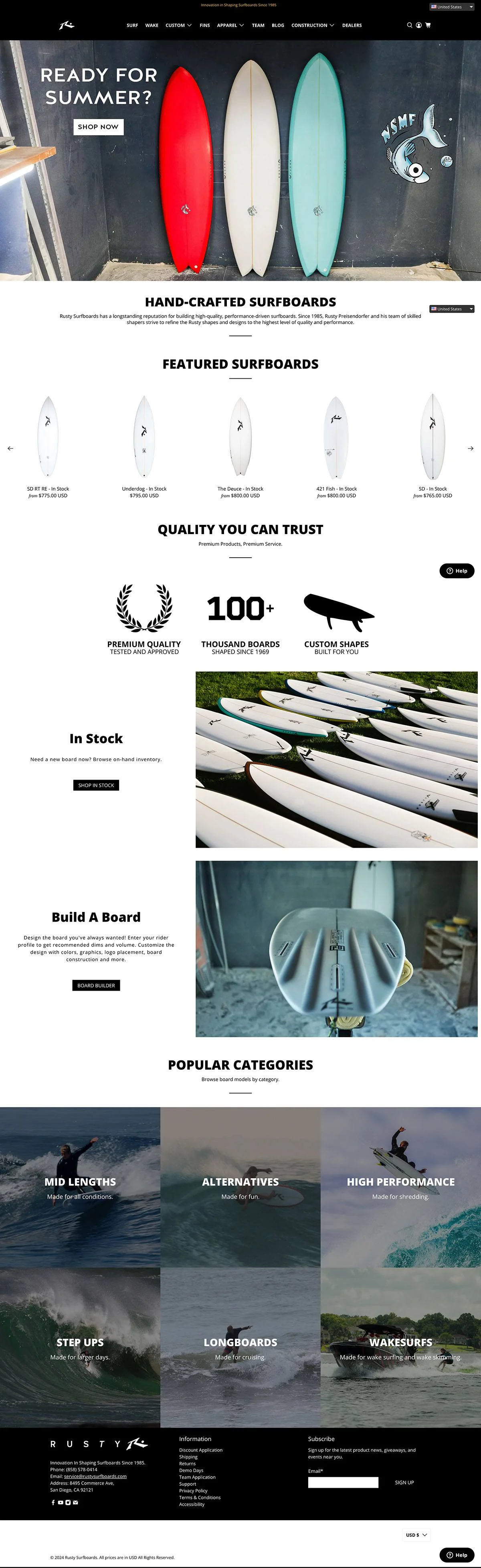 Rusty Surfboards | eCommerce Example